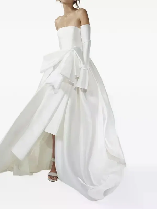 Vera Wang Strapless Ruffled Dress - White