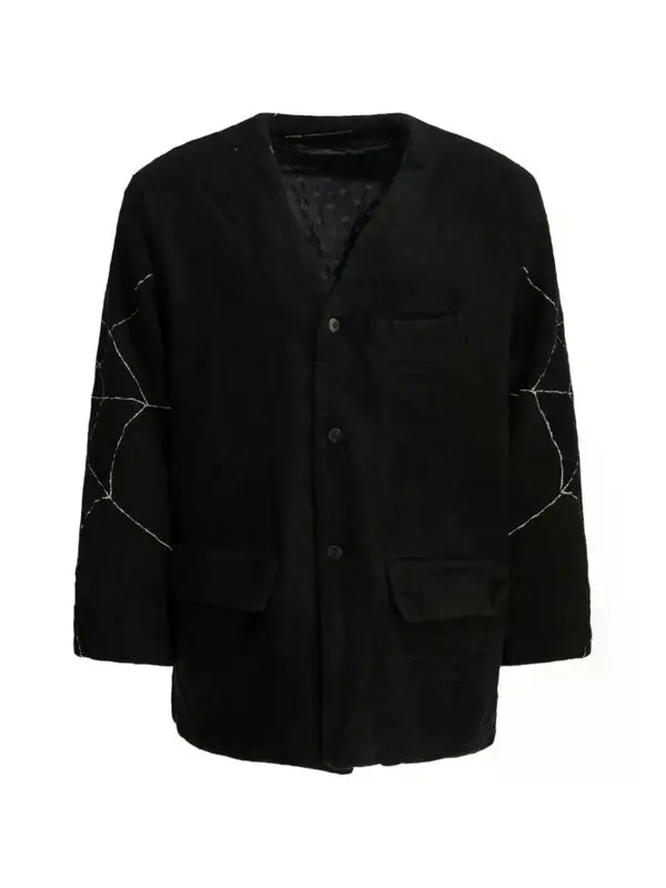 Kapital Embroidered Collarless Jacket - Black
