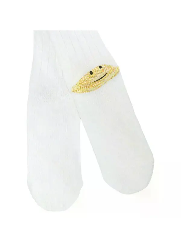 Kapital Rainbow Happy Heel Socks - White