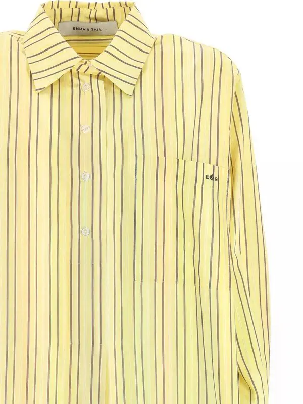 EMMA E GAIA Emma E. Gaia Vertical Stripe Logo Embroidered Shirt