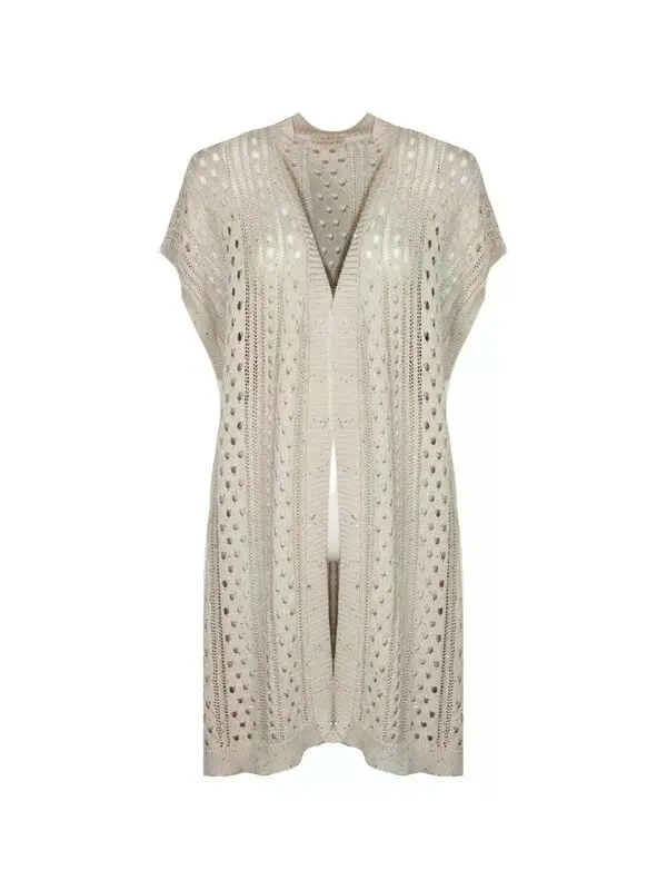 PUROTATTO Open-work Sequin-embellished Cardigan - Neutrals
