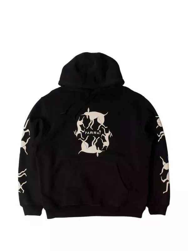 PARRA Graphic Print Hoodie - Black