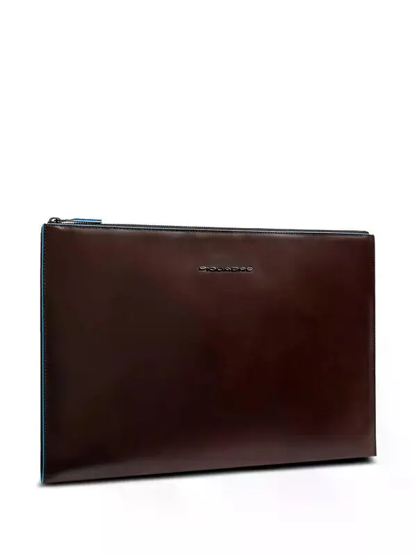 PIQUADRO Leather Zip-top Clutch Bag