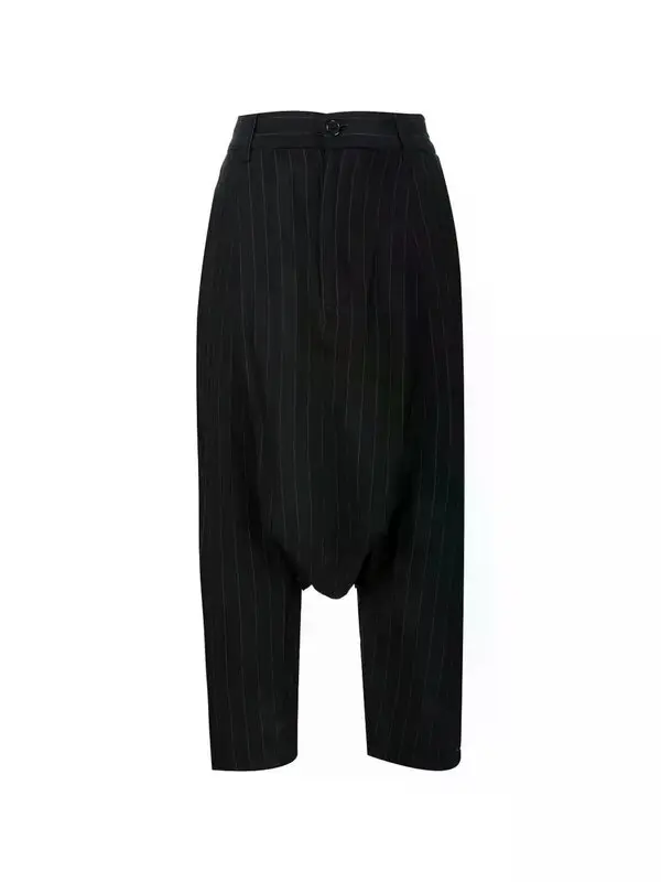 Comme Des Garçons Pinstripe Drop-crotch Trousers - Black
