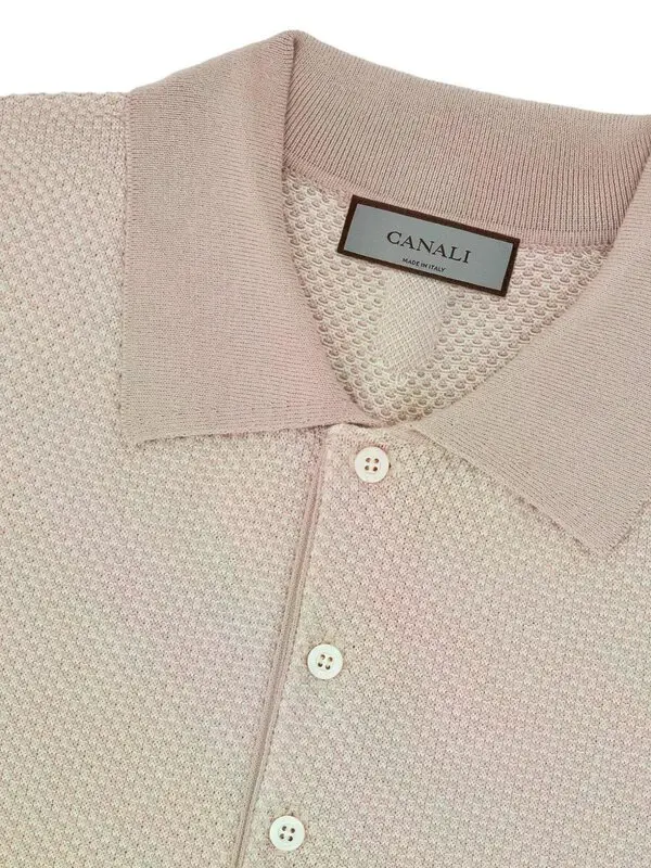 Canali Textured-knit Cotton Polo Shirt