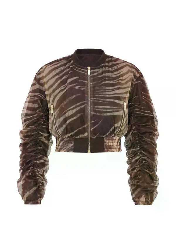 Just Cavalli Zebra Print Zip-up Jacket - Brown