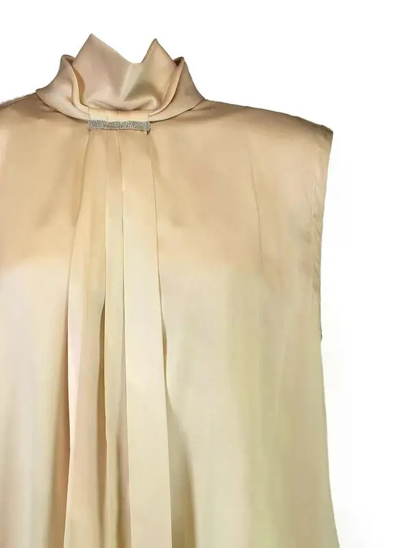 Brunello Cucinelli Monili Embellished Pleated Blouse
