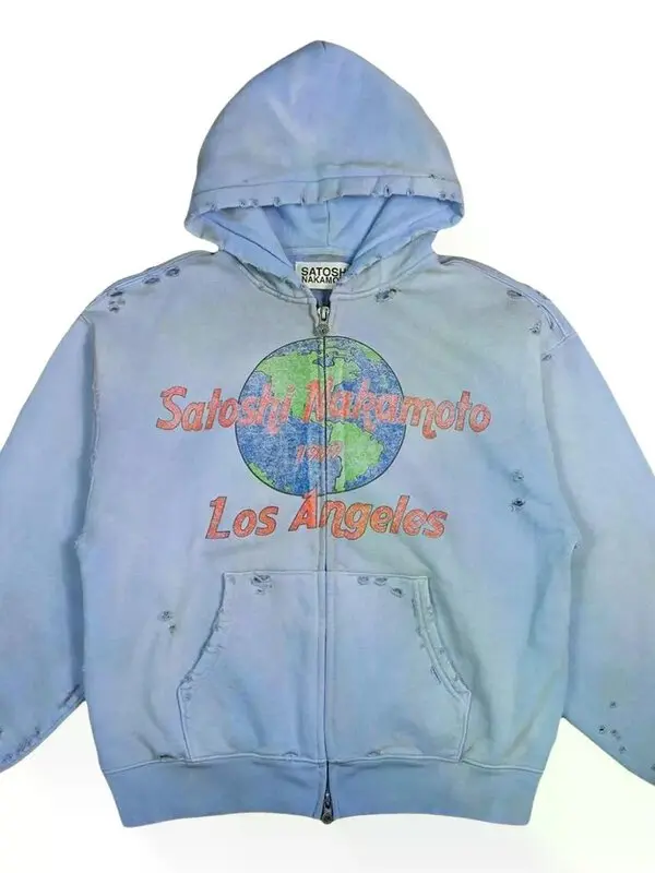 SATOSHI NAKAMOTO 1969 Rock Distressed Hoodie