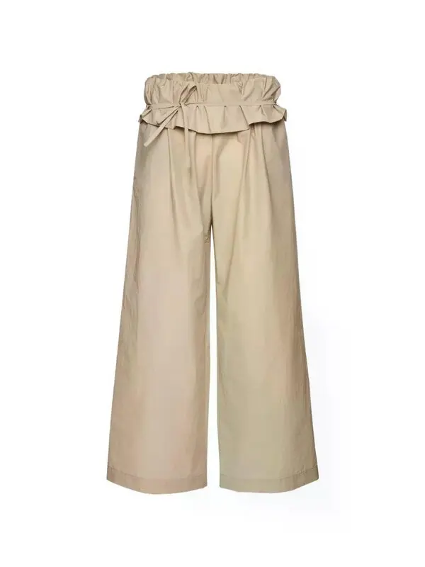 Magda Butrym Ruffled High-waisted Trousers In Beige - Neutrals