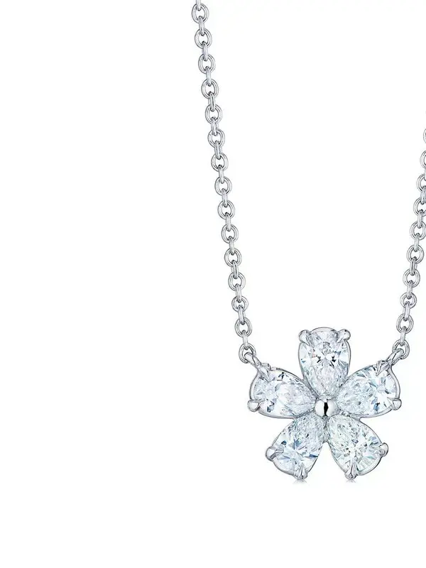 Kwiat Platinum Diamond Cluster Pendant Necklace