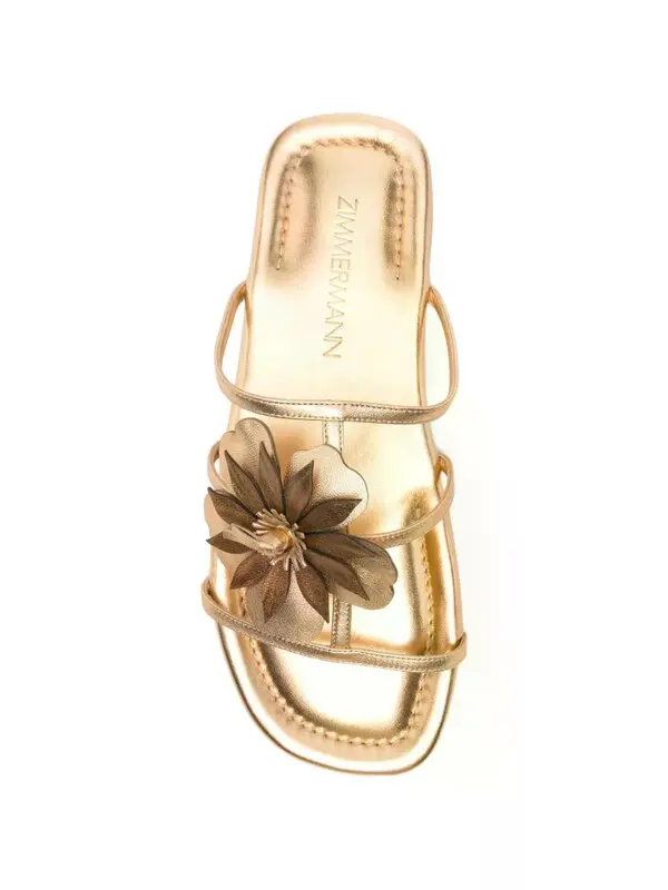 Zimmermann Floral Appliqué Sandals - Gold