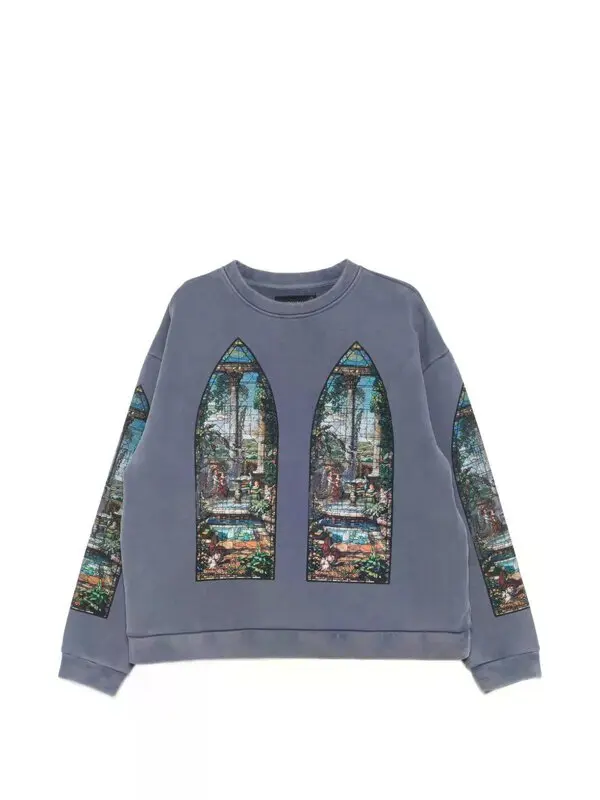 WHO DECIDES WAR Stained-glass Print Crew Neck Sweater