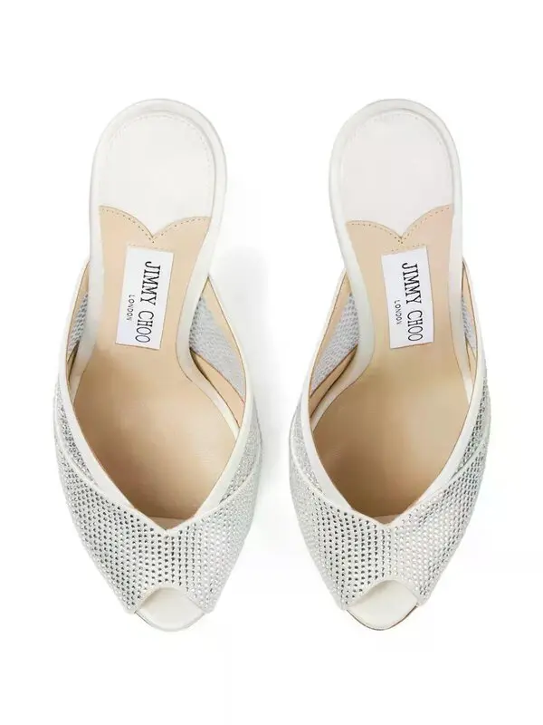 JIMMY CHOO Brigitte Crystal-embellished Heeled Mules - White