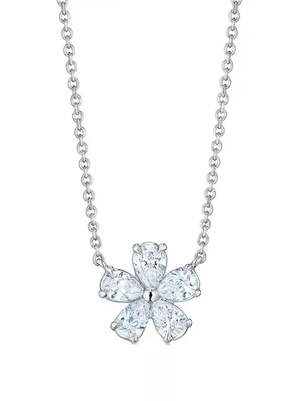 Kwiat Platinum Diamond Floral Pendant Necklace - Silver