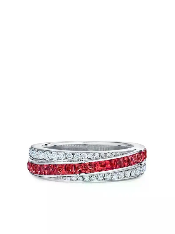 Kwiat 18kt White Gold Diamond And Ruby Band Ring - Silver