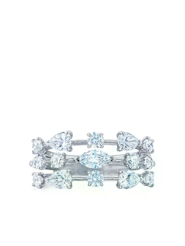 Kwiat 18kt White Gold Diamond Starry Night Three-row Ring - Silver