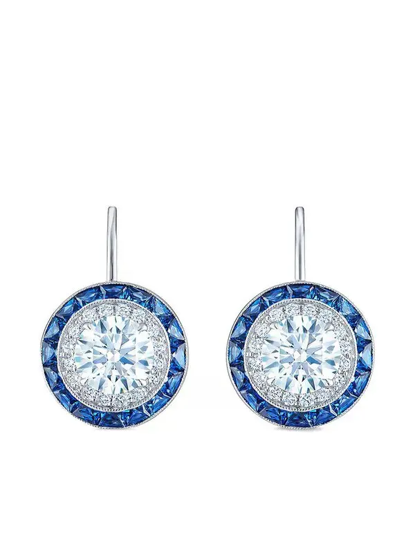 Kwiat 18kt White Gold Diamond And Sapphire Drop Earrings - Silver