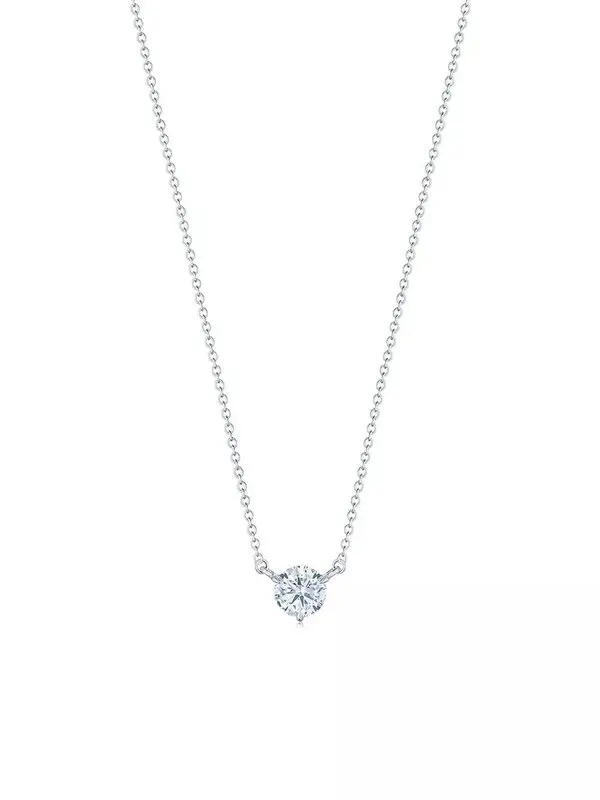 Kwiat Platinum 1.5 Carat Round Diamond Solitaire Pendant Necklace - Silver
