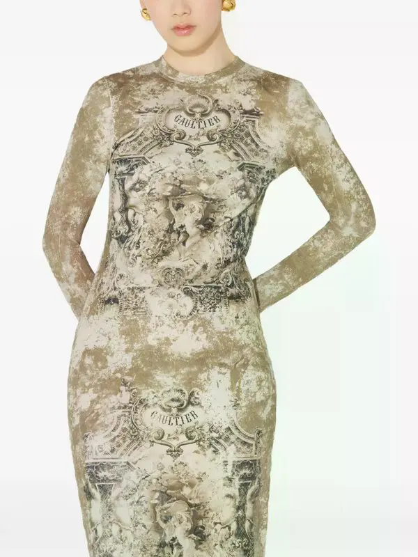 JEAN PAUL GAULTIER Le Medaillon Printed Midi Dress