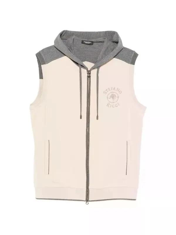 Stefano Ricci Logo-embroidered Zip-up Hoodie - Neutrals