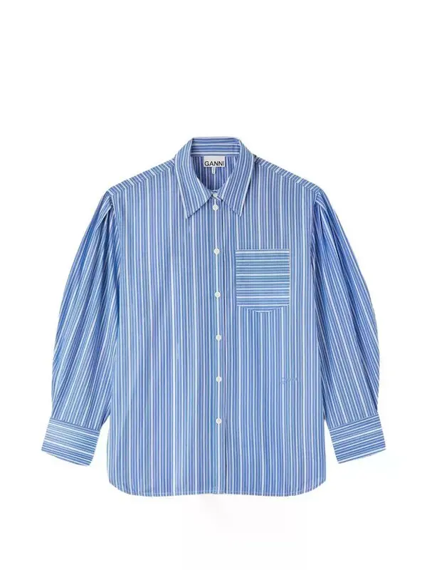 GANNI Striped Balloon-sleeve Shirt
