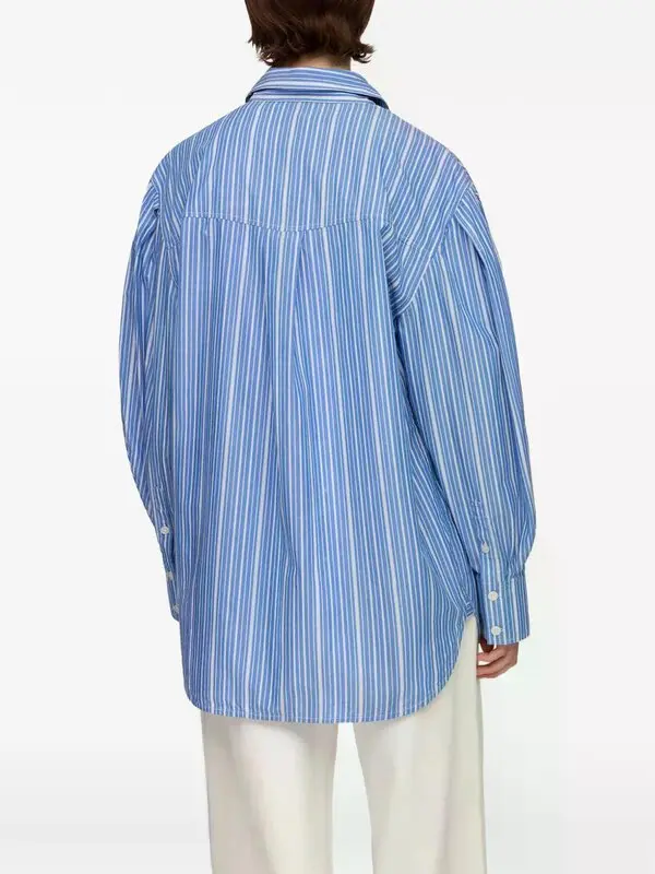 GANNI Striped Balloon-sleeve Shirt