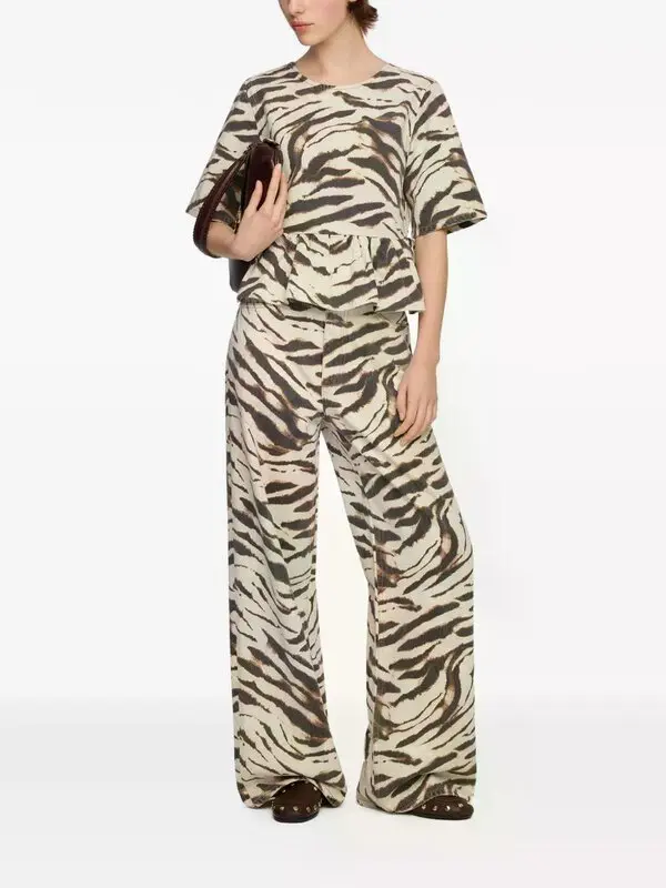 GANNI Zebra-print Peplum Hem Blouse