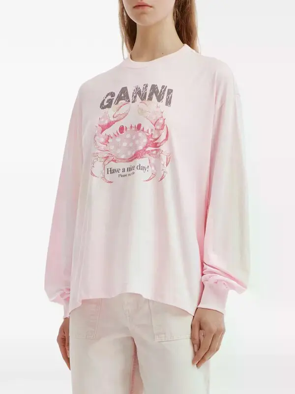 GANNI Crab Print Long Sleeve T-shirt