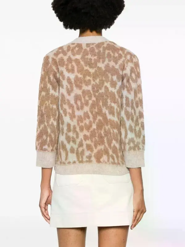GANNI Leopard Jacquard Cardigan