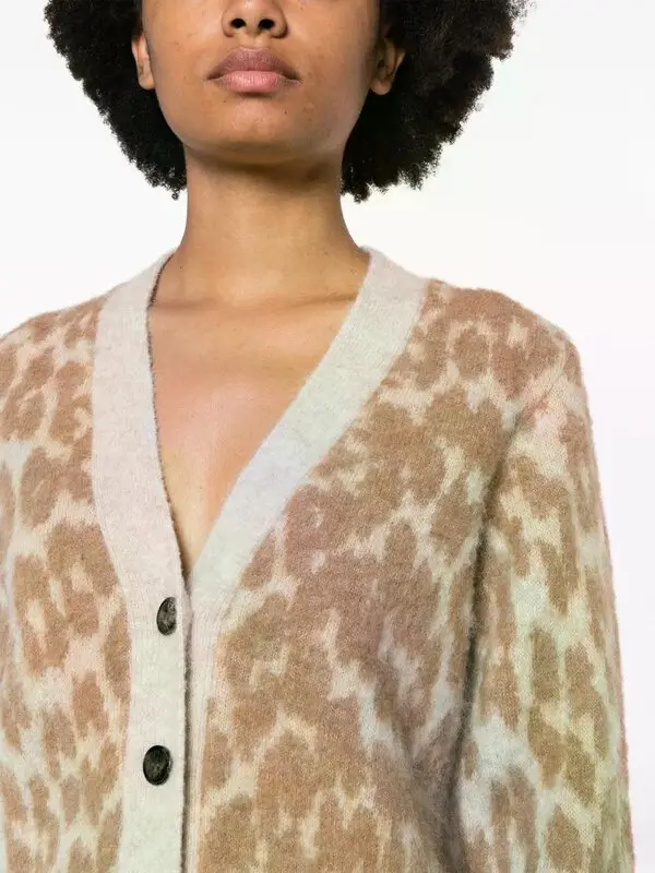 GANNI Leopard Jacquard Cardigan