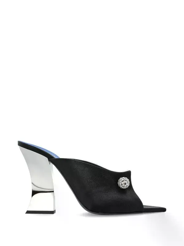 LANVIN Crystal-embellished Satin Mules - Black