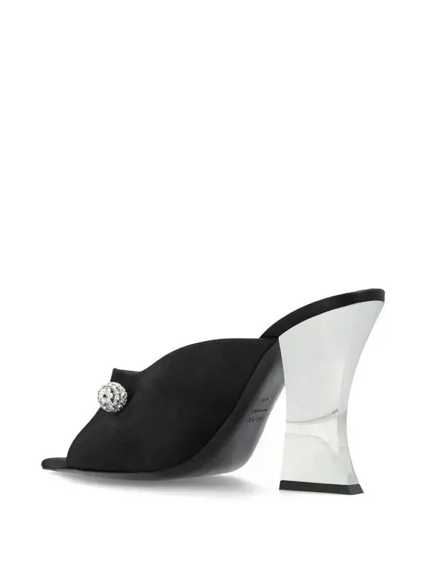 LANVIN Crystal-embellished Satin Mules