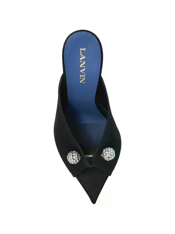 LANVIN Crystal-embellished Satin Mules