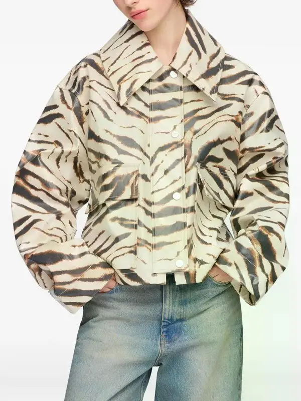 GANNI Laminated Zebra Print Jacket