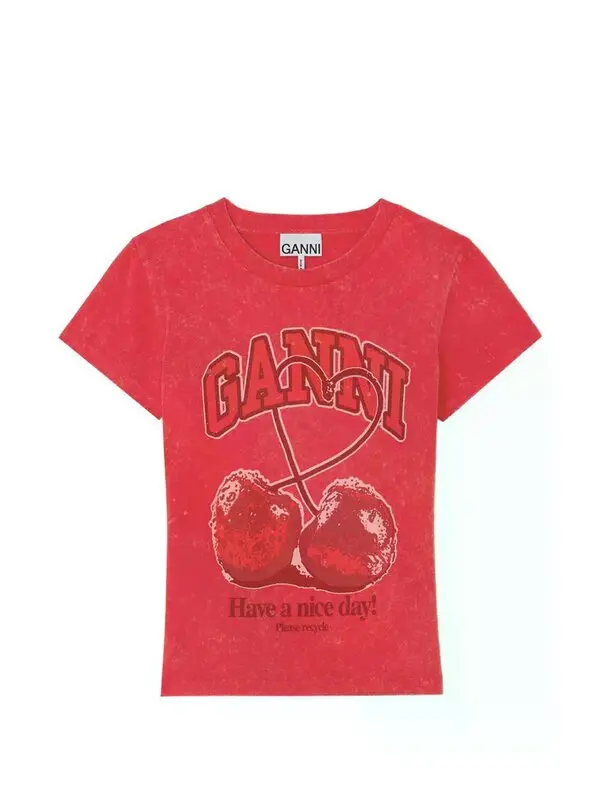 GANNI Cherry Print T-shirt - Red