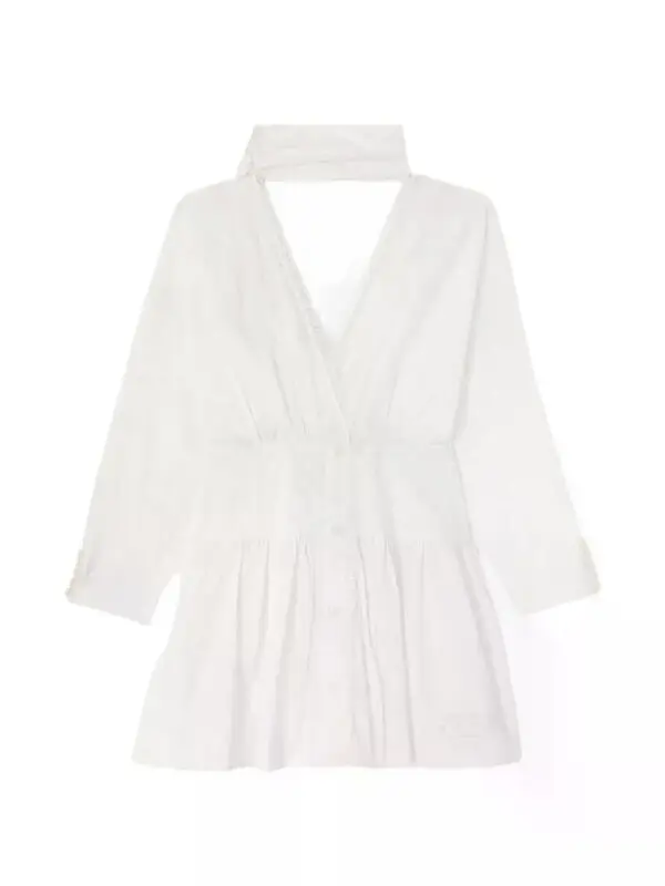 GANNI Lace-trim Wrap-style Mini Dress - White