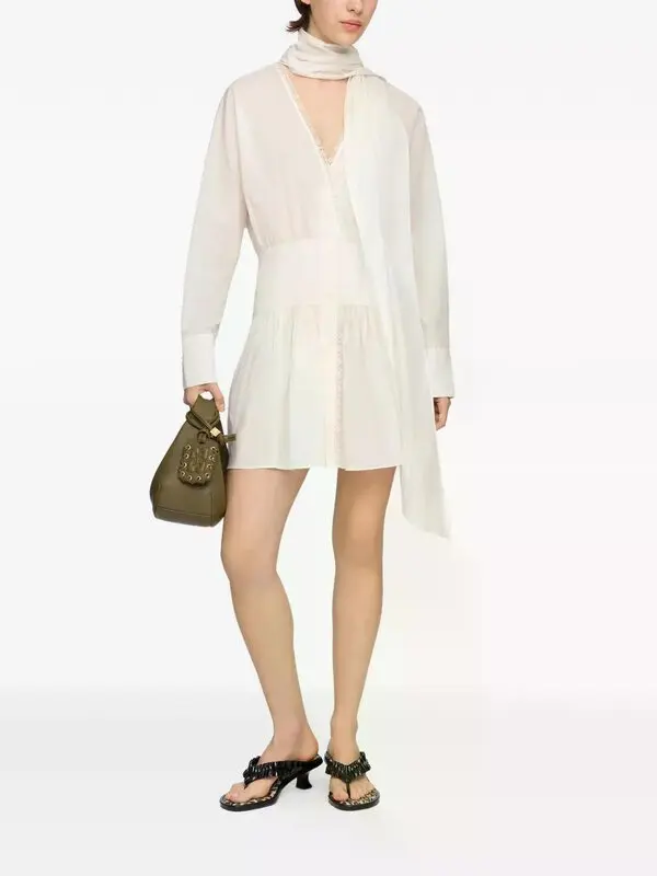 GANNI Lace-trim Wrap-style Mini Dress