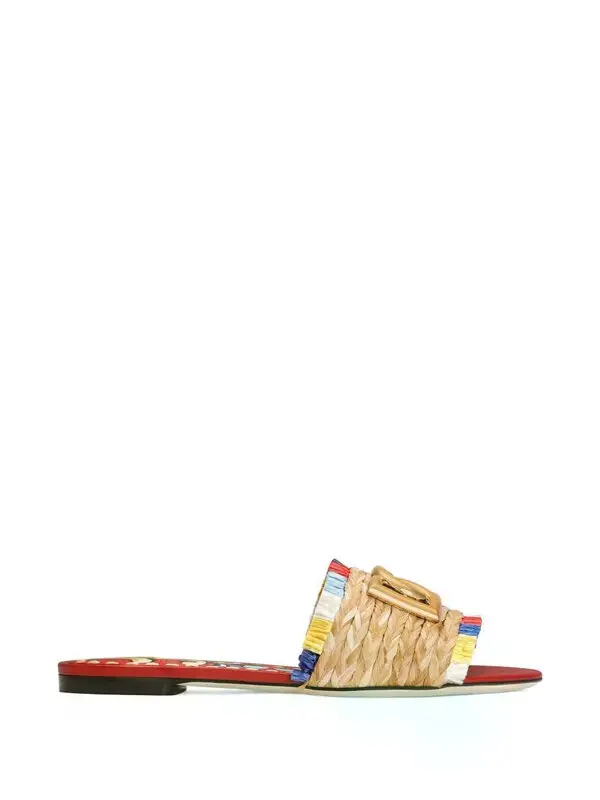 Dolce & Gabbana Raffia Flat Slides - Neutrals