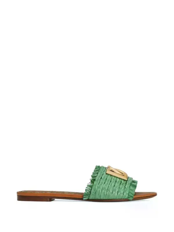 Dolce & Gabbana Raffia Slippers - Green