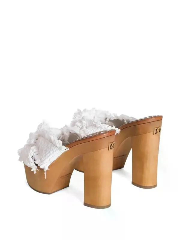 Dolce & Gabbana Embroidered Raffia Wedge Sandals