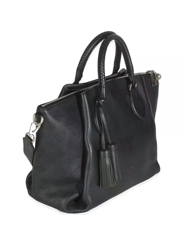 LOUIS VUITTON Monogram Mahina Haumea Leather Tote Bag - Black