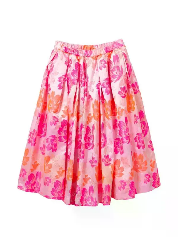 Comme Des Garçons Floral Print Midi Skirt - Pink