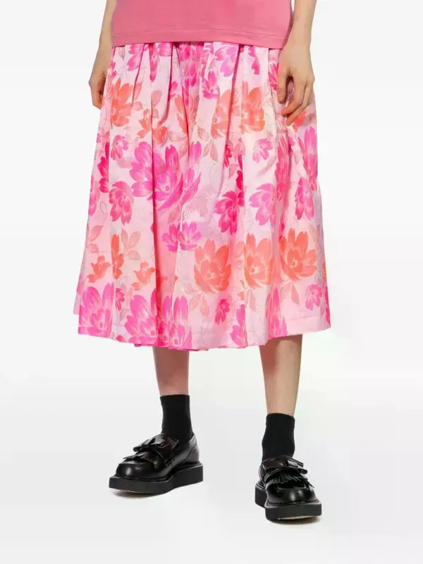 Comme Des Garçons Floral Print Midi Skirt