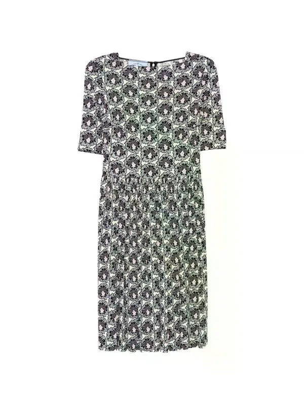 Prada Floral Print Gathered Dress