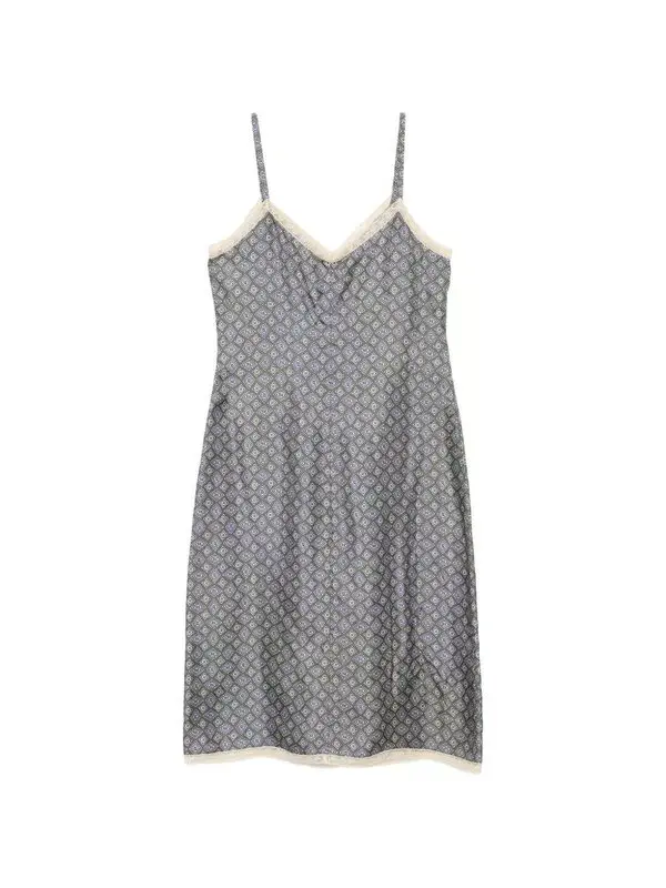Prada Geometric Print Lace-trimmed Slip Dress