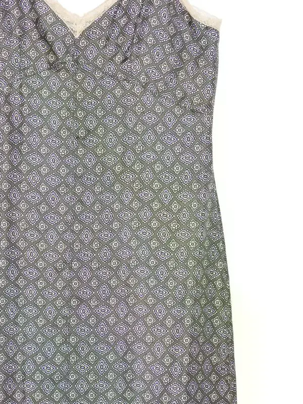 Prada Geometric Print Lace-trimmed Slip Dress