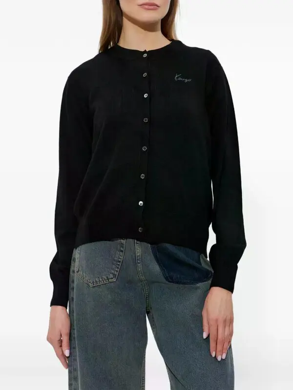 Kenzo Signature Logo-embroidered Wool Cardigan
