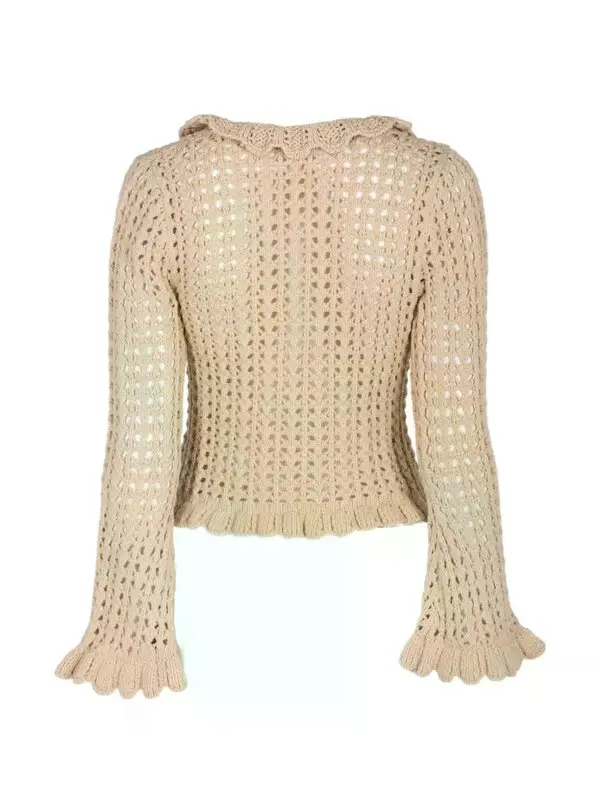L'Agence Solaris Open-stitch Ruffled Cardigan