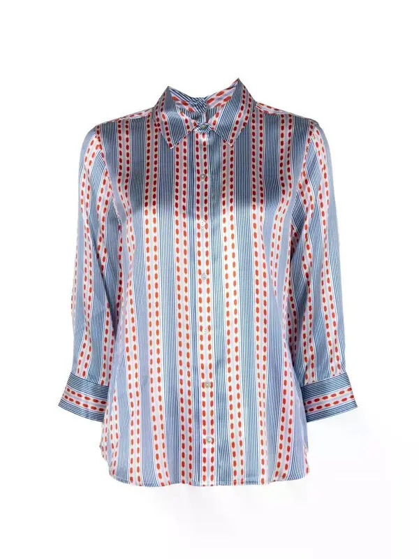 L'Agence Danie" Silk Striped Blouse - Blue