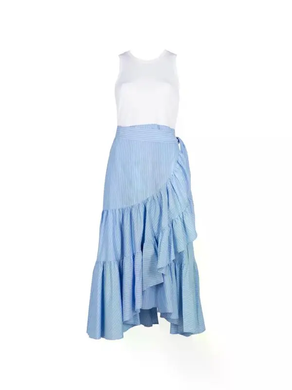 Cinq À Sept Jessie Striped Ruffled Midi Dress - White